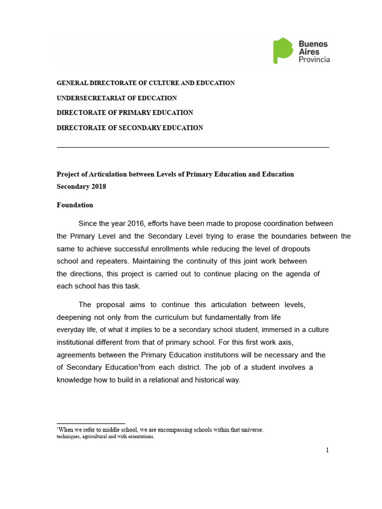 Articulation Project: Primary to Secondary Education | PDF | Knowledge ...