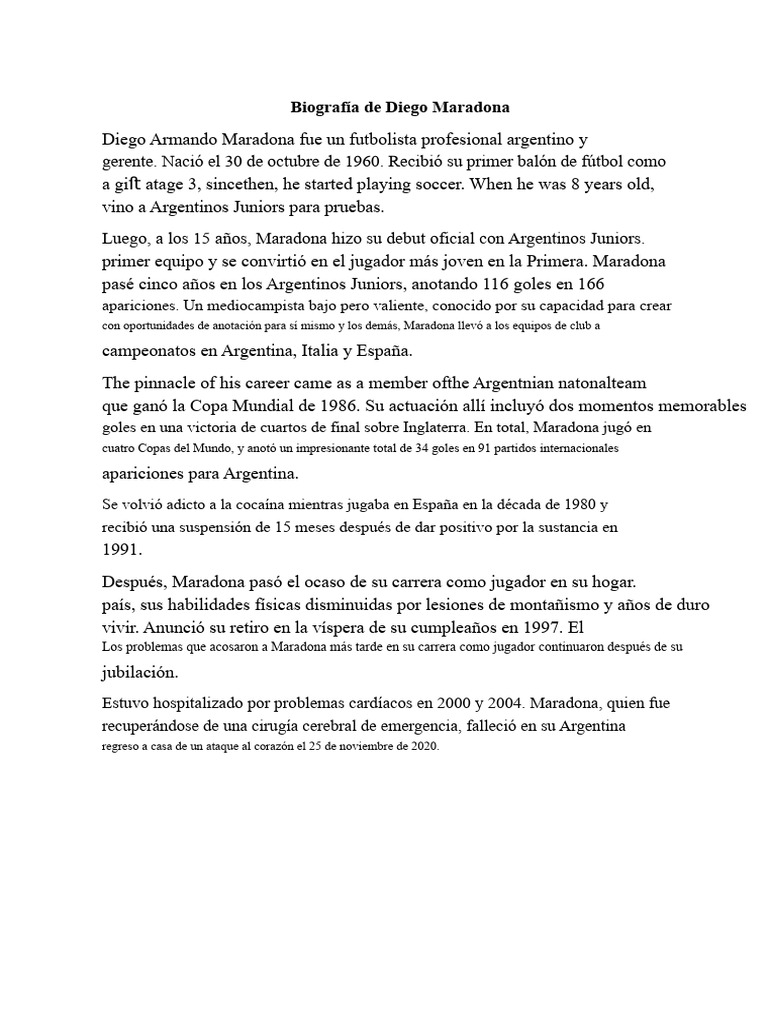 Biografía de Diego Maradona | PDF