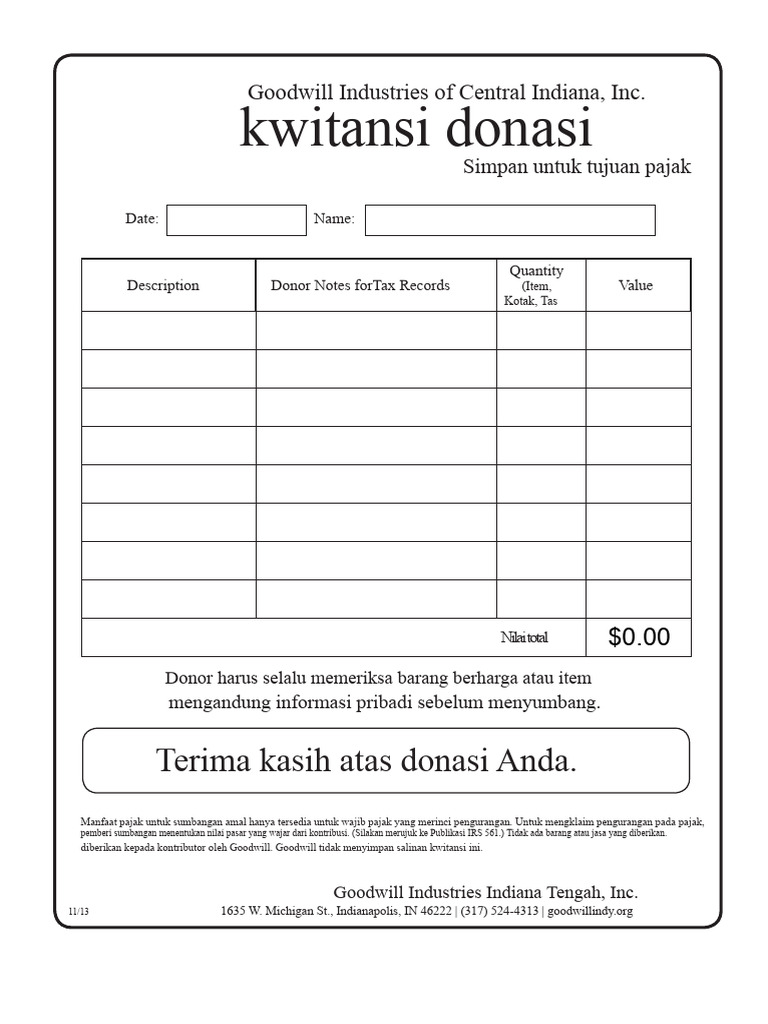 Template Penerimaan Donasi Kebaikan | PDF