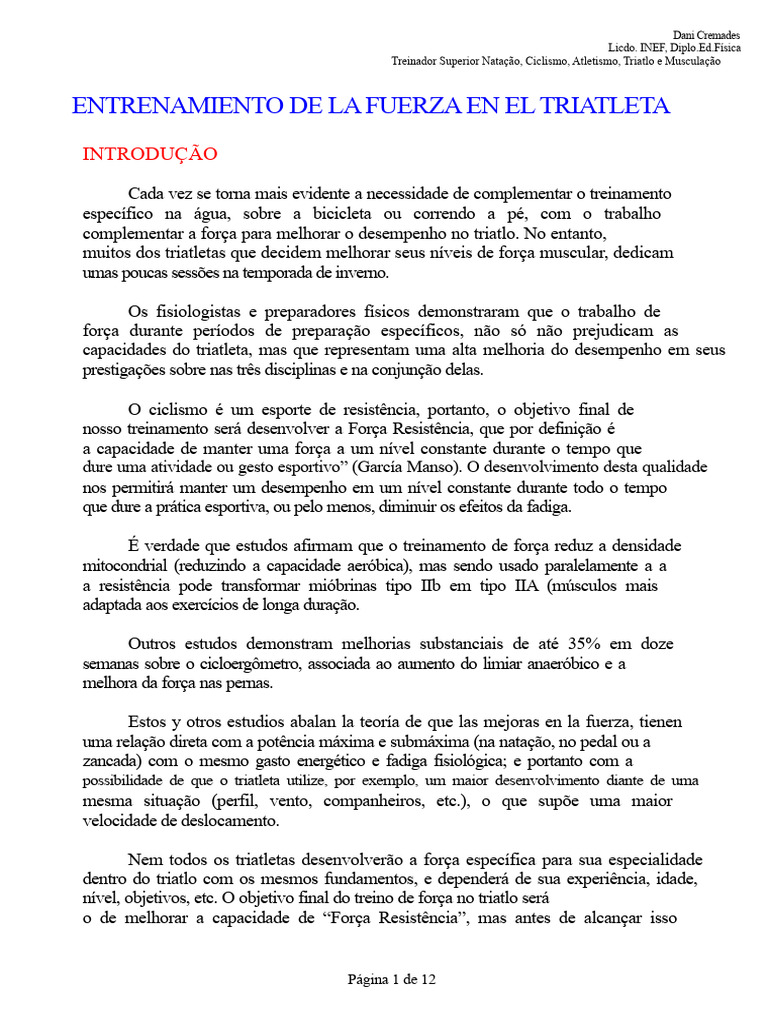 Treinamento de Força para Triatletas | PDF | Treinamento de força | Triatlo