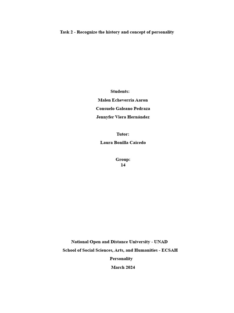 Task 2 - Recognize The History and The Concept of Personality | PDF ...
