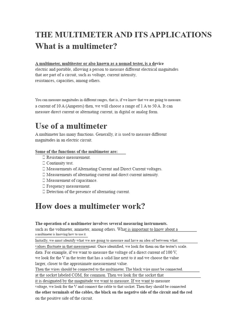 Understanding Multimeters and Their Uses | PDF | Electrical Equipment ...