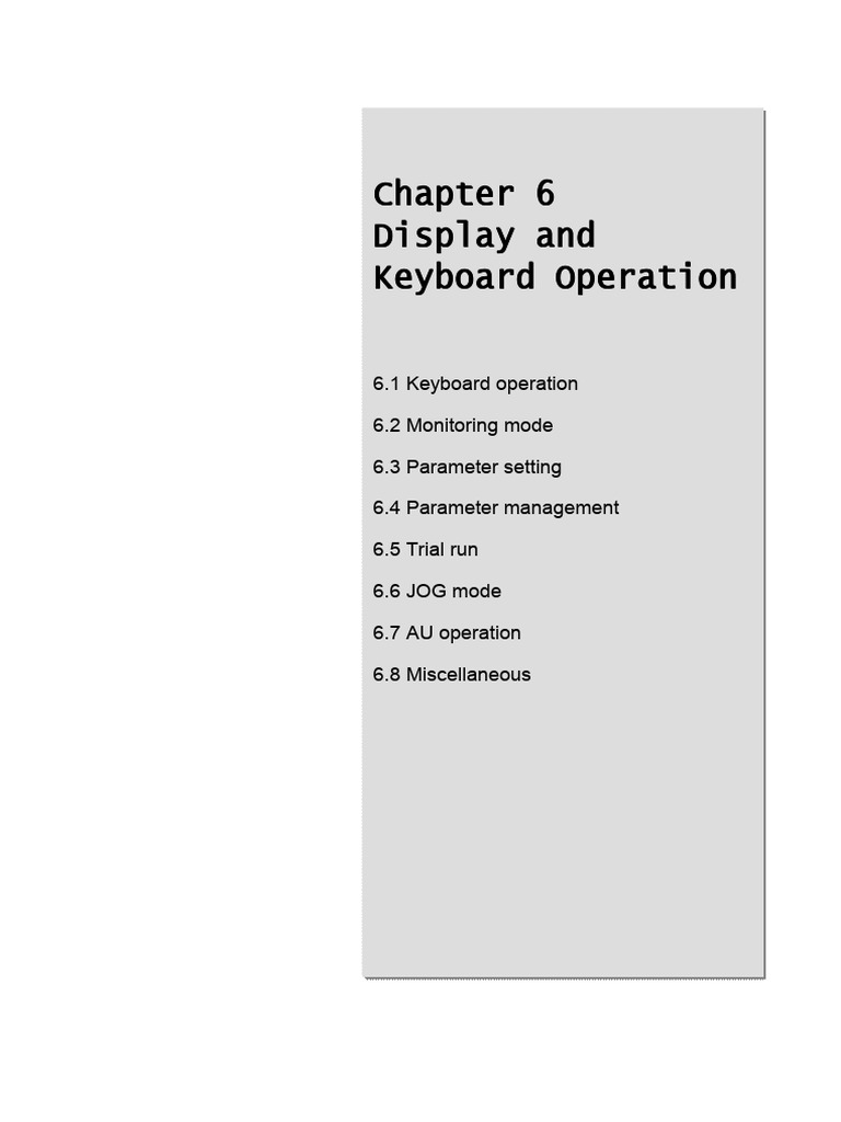 Chapter 6 Display and Keyboard Operation | PDF | Backup | Parameter ...