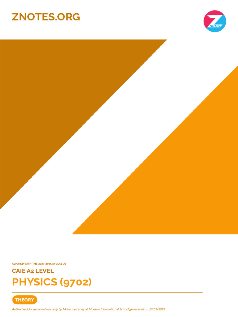 CAIE A2 Level Physics Theory | PDF | Oscillation | Temperature