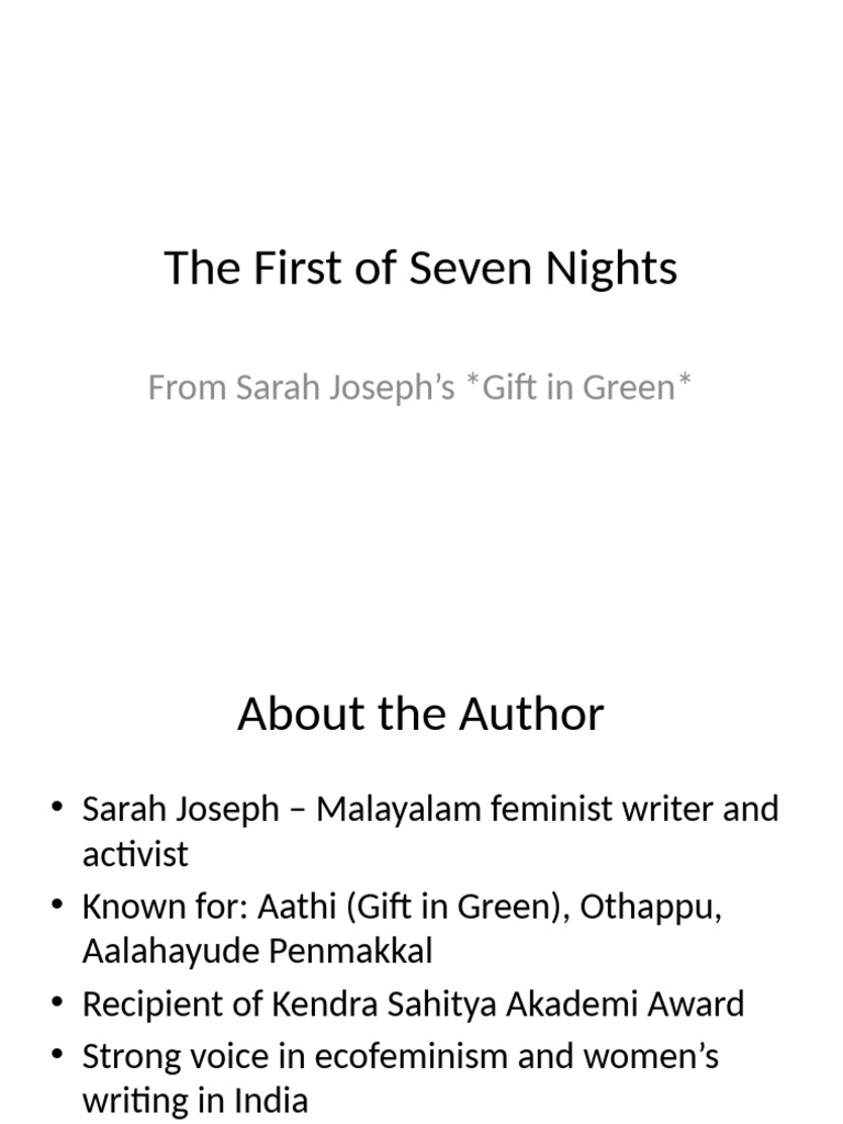 The First of Seven Nights Sarah Joseph | PDF
