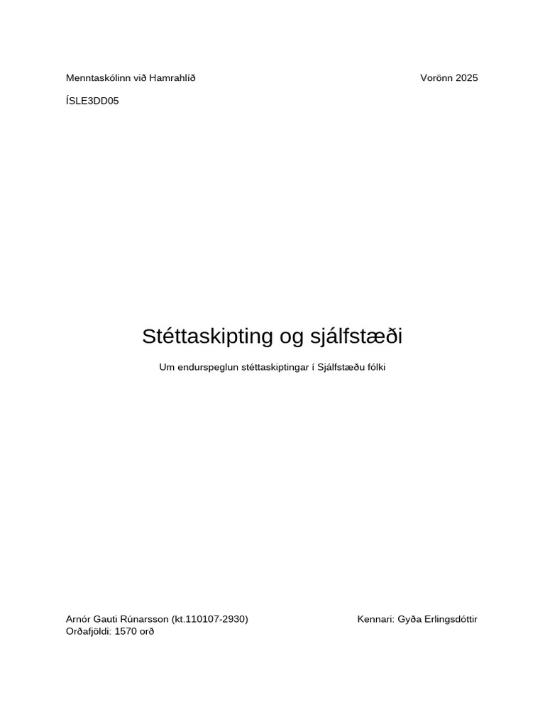 AGR-Íslensku Sjálfstætt Fólk Ritgerð | PDF