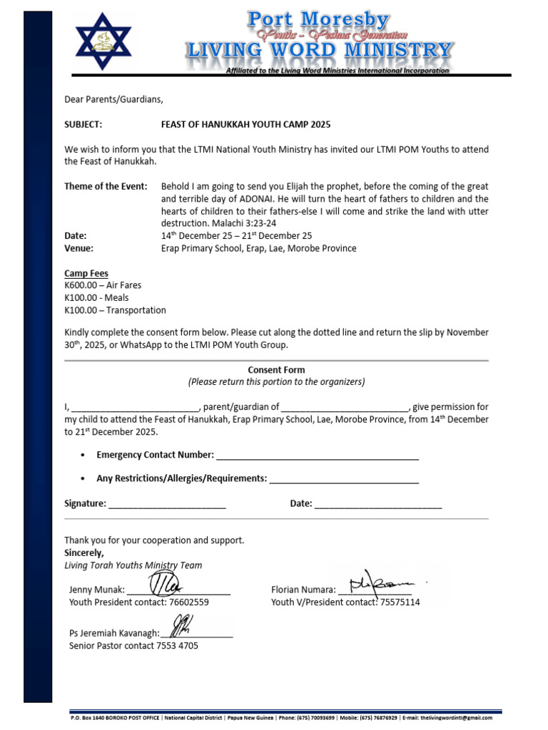 Ltmi - Pom - Youths - Consent - Form - Erap Lae Morobe Province | PDF