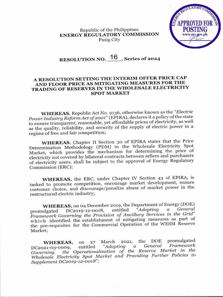 ERC Resolution No 16 Series 2024 A | PDF