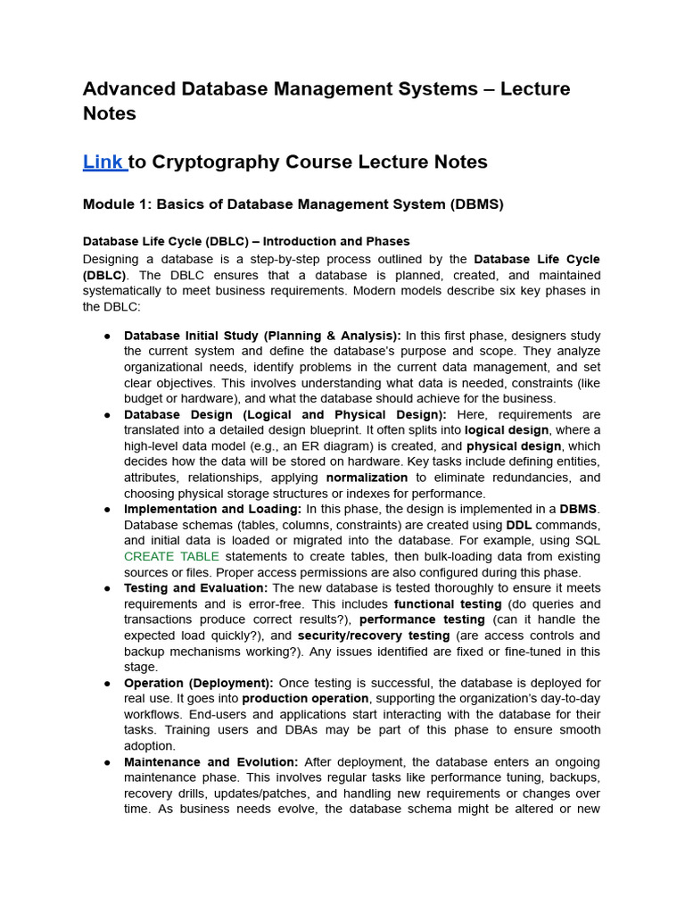 Lecture Notes-Advanced Database Management Systems | PDF | Databases ...