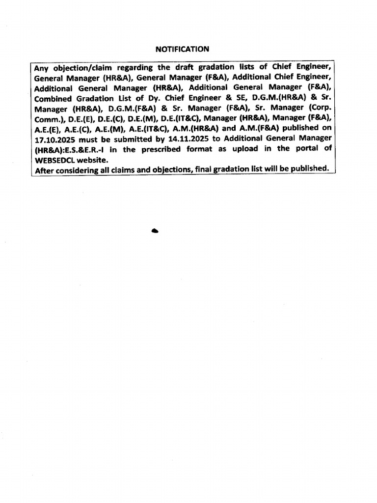 Objection Deadline for Gradation Lists | PDF