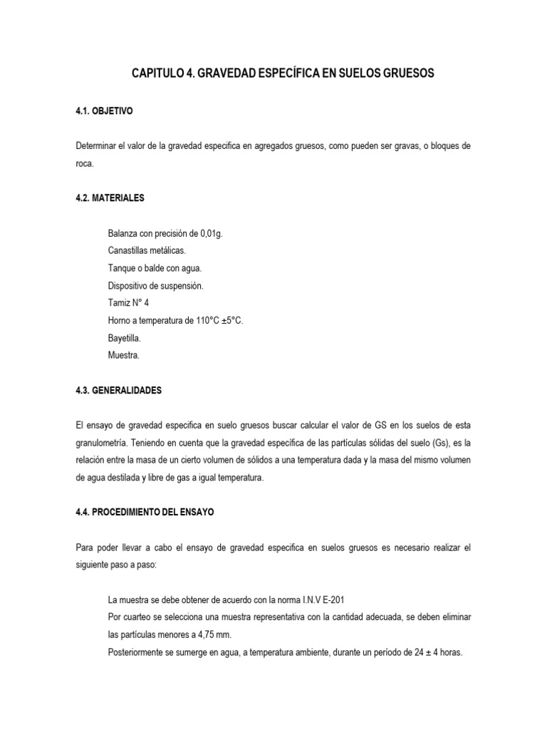 Gravedad Específica en Agregados Gruesos | PDF | Agua | Densidad