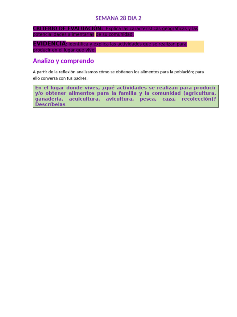 CCSS - semaNA 28 DIA 2 Aymar Rodriguez Vilca | PDF | Alimentos | Vegetales