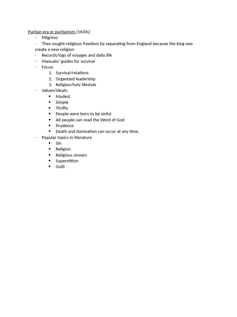 Puritan Era or Puritanism | PDF