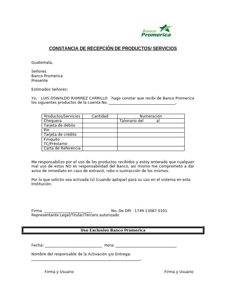 Formato de Recepción de Productos - $ | PDF