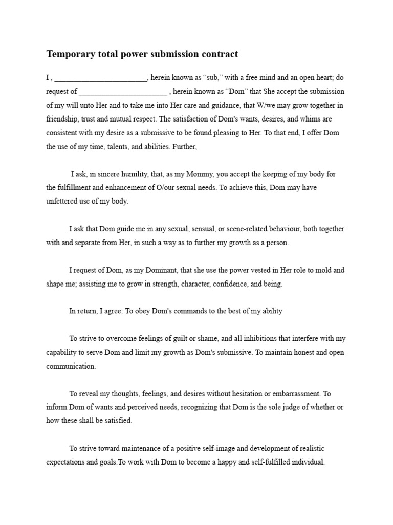 Temporary Total Power Submission Contract | PDF