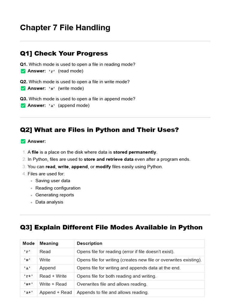 Chapter 7 File Handling | PDF | Text File | Computer File