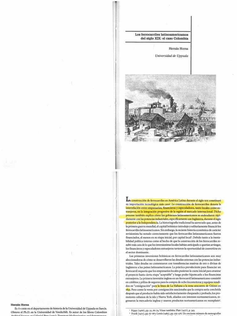 Los Ferrocarriles Latinoamericanos Del Siglo XIX Caso Colombiano | PDF