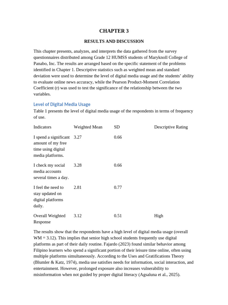 Digital Media Usage in Grade 12 Students | PDF