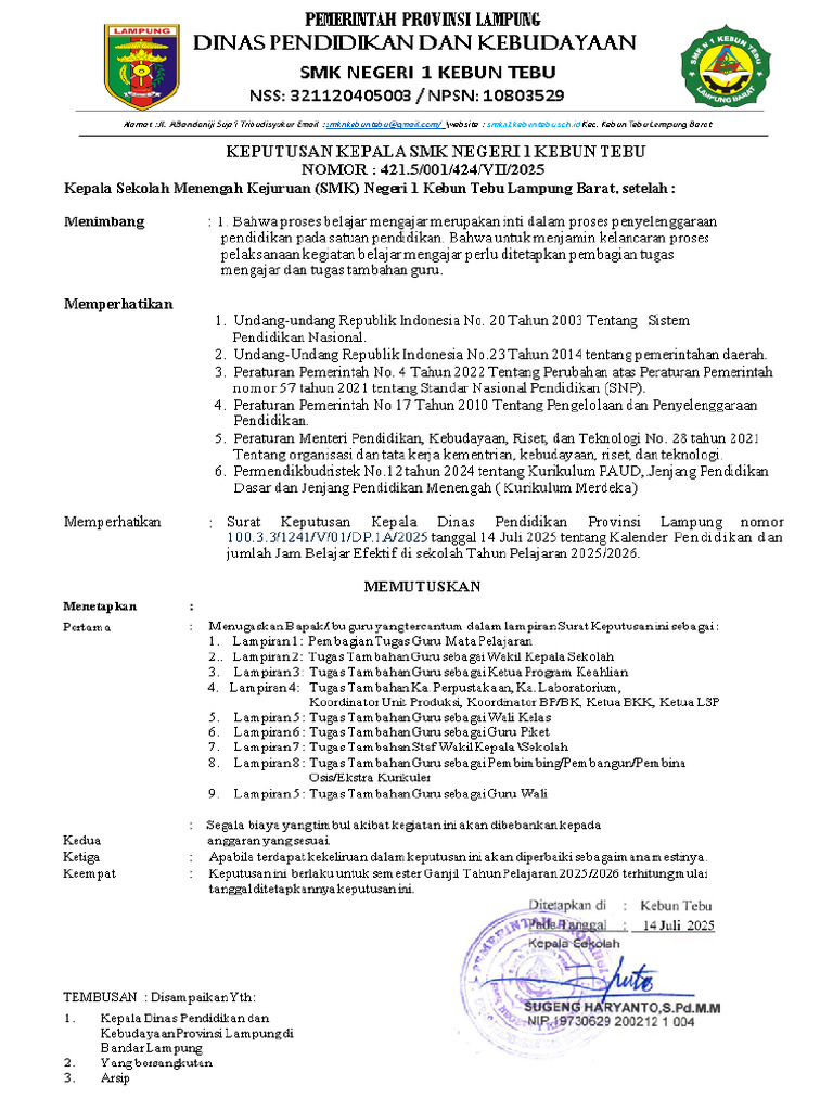 1 SK Mengajar Ganjil 25-26 | PDF