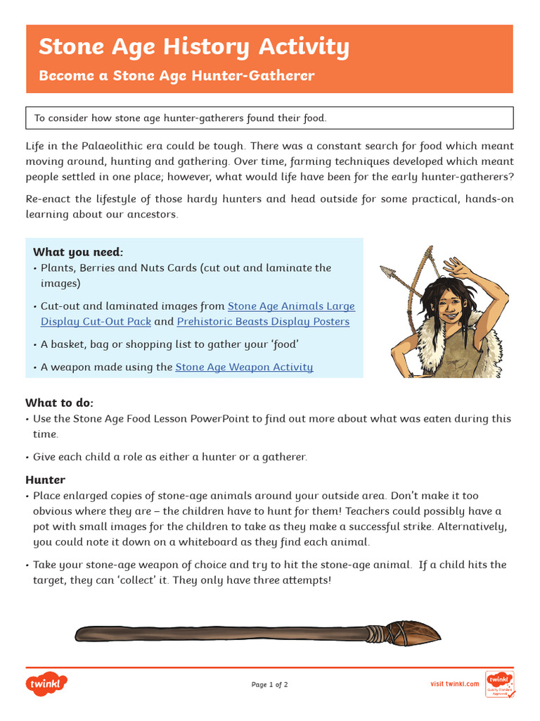 Stone Age Hunter-Gatherer Activity Guide | PDF | Hunter Gatherer | Hunting