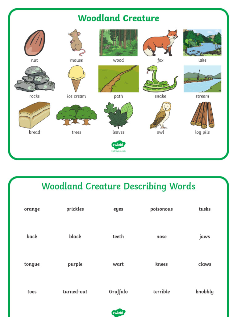 T T 1264 Woodland Creature Word Mat Ver 4 | PDF