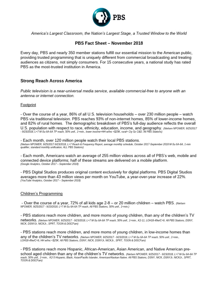 PBS Fact Sheet - November 2018 | PDF | Telecommunications | Information And Communications ...