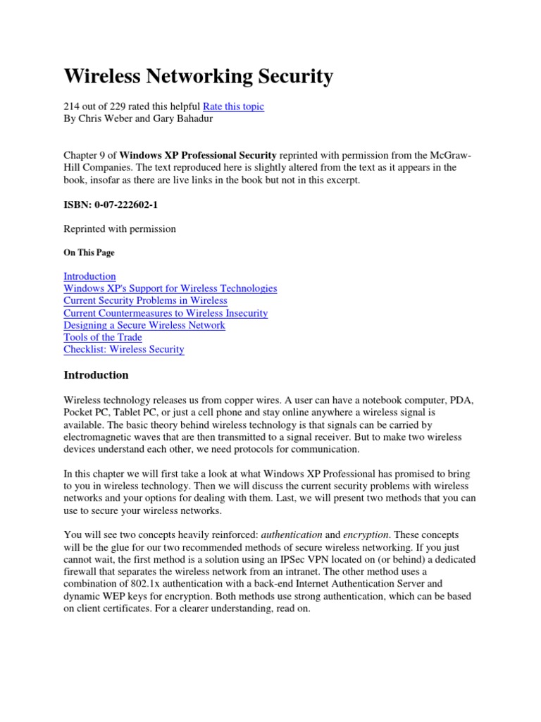 Wireless Networking Security | PDF | Wireless Lan | Computer Network