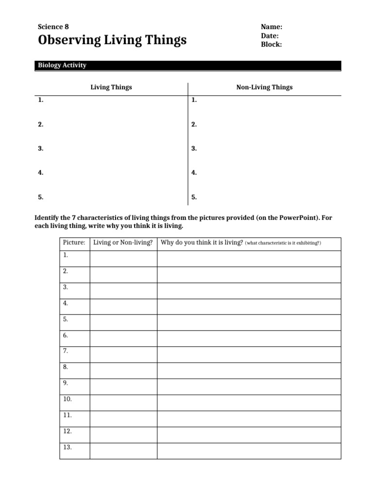 1_observinglivingthings_moto | PDF | Life | Biology