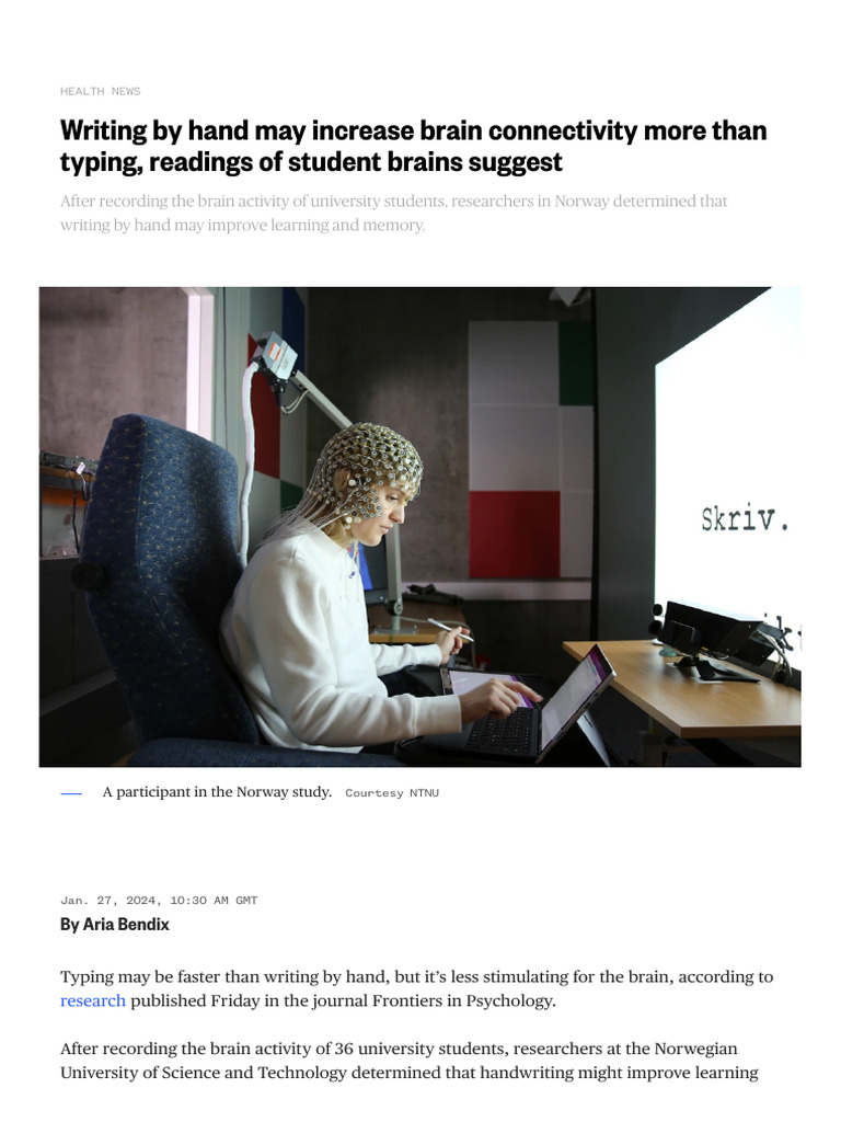 Writing by Hand May Increase Brain Connectivity More Than Typing | PDF ...
