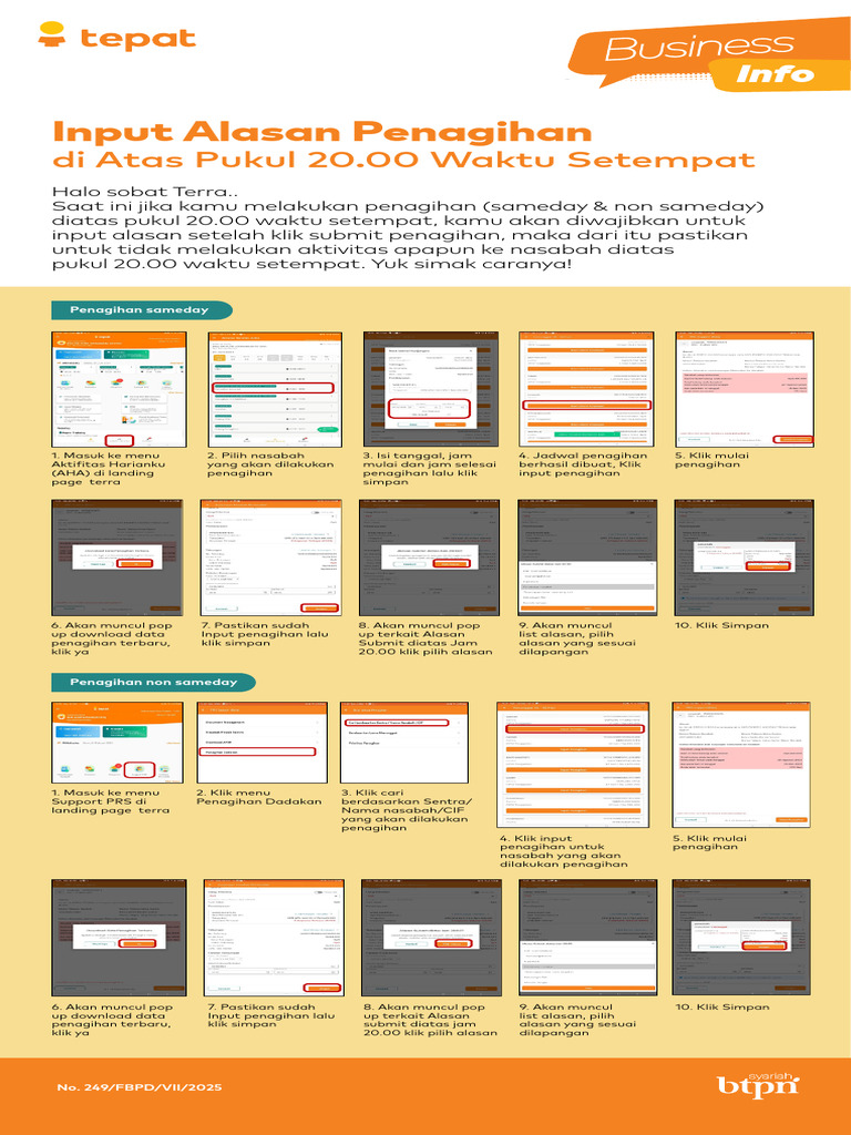 249 BI - Input Alasan Penagihan Di Atas Jam 20.00 WIB (1) | PDF