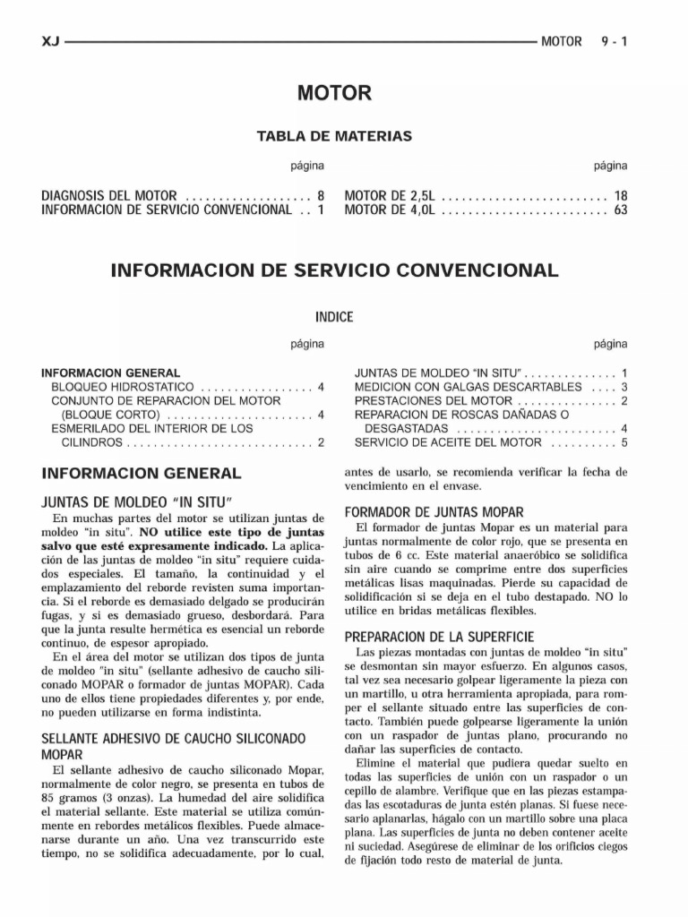 Jeep Motor 2 5 and 4 0 Manual de Reparacion | PDF