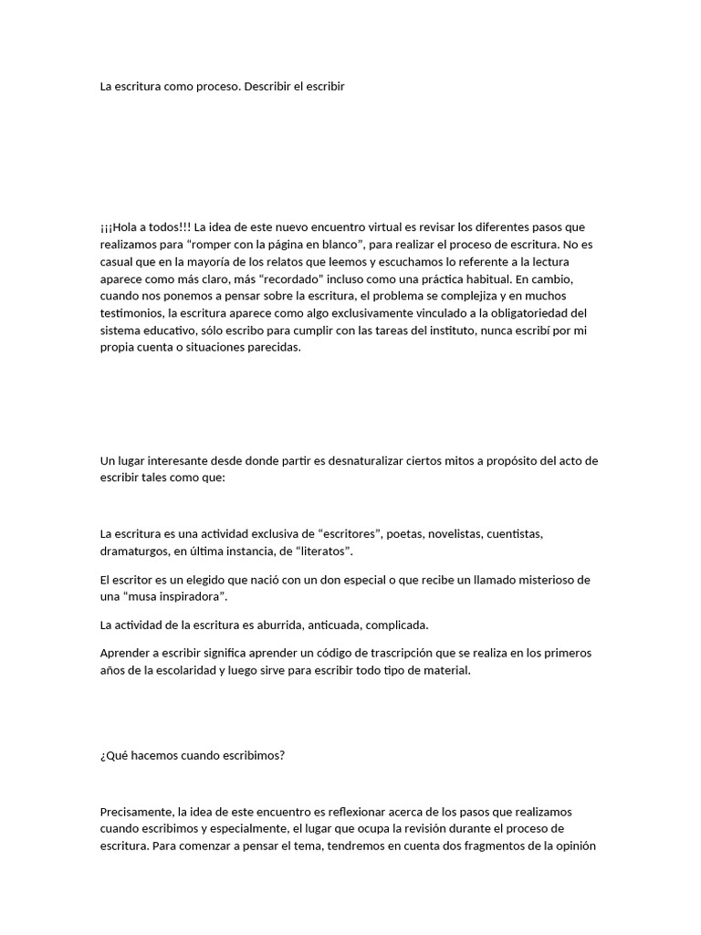 CLASE 5-La Escritura Como Proceso | PDF | Escritores | Escritura