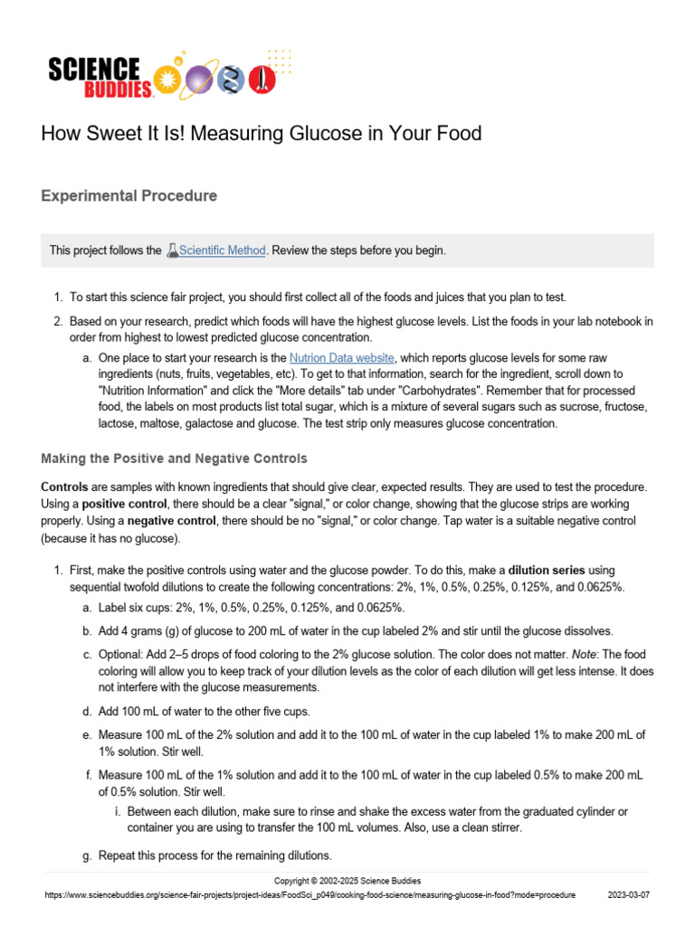 Testing Glucose Levels in Food | PDF | Sugar | Diet & Nutrition