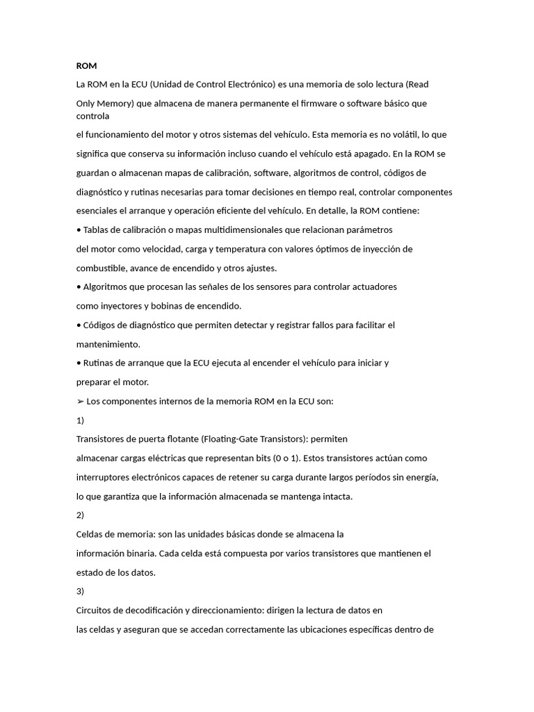 Memoria ROM en ECU Automotriz | PDF | Memoria de sólo lectura ...