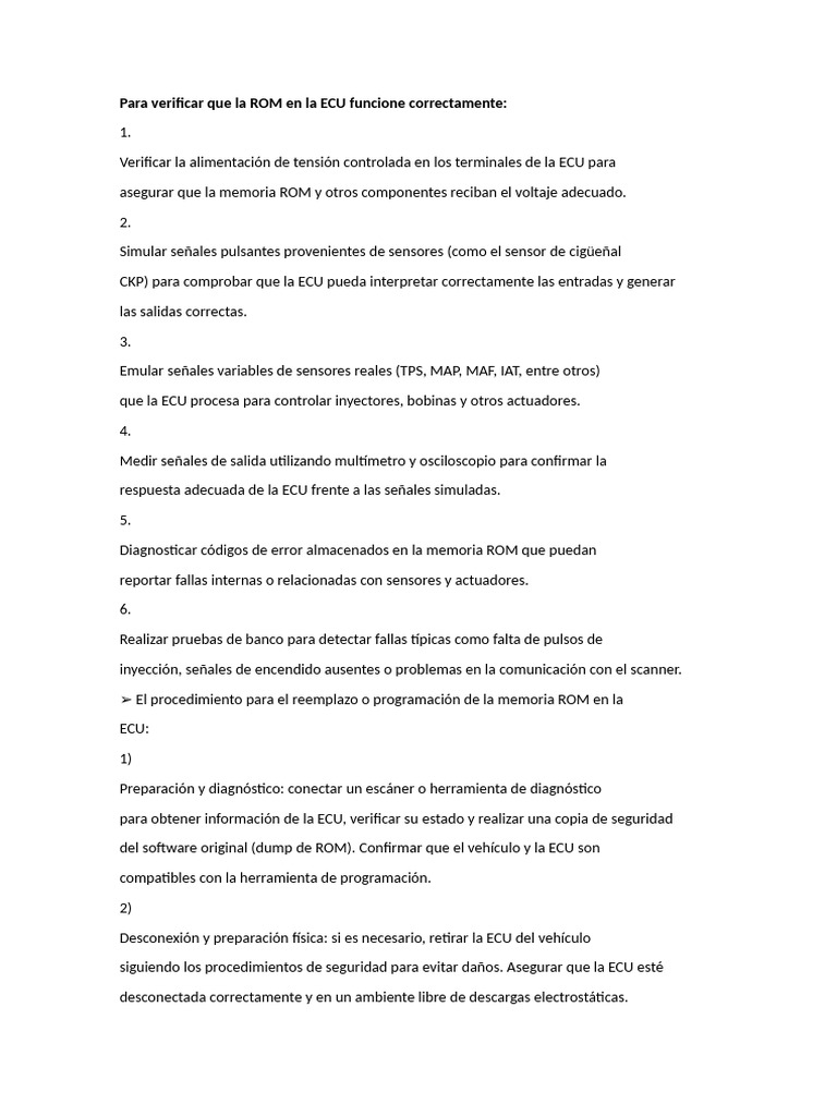 Verificación y Programación de ROM en ECU | PDF | Memoria de sólo ...