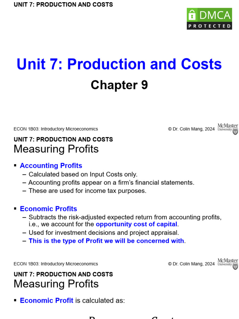 Unit 7 Production and Costs Lecture | PDF | Long Run And Short Run ...