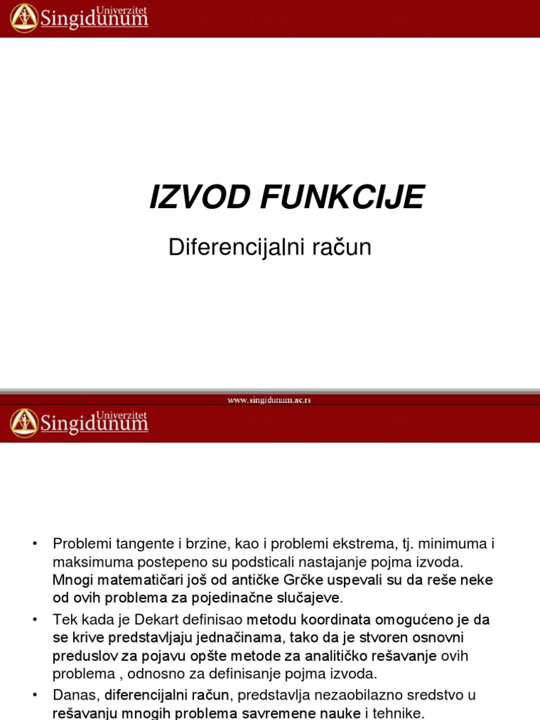 Izvod Funkcije I Primene | PDF