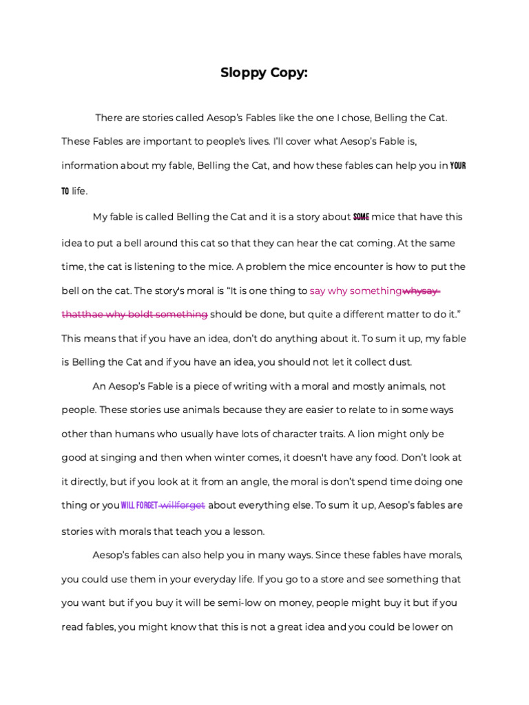 Aesop's Fables - Belting The Cat | PDF | Fable | Animal Tales