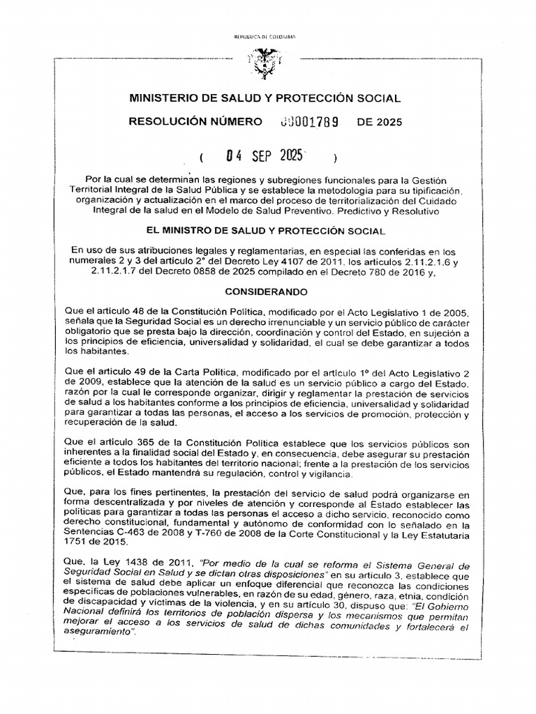 Resolucion No 1789 de 2025 | PDF | Accesibilidad | Politica social