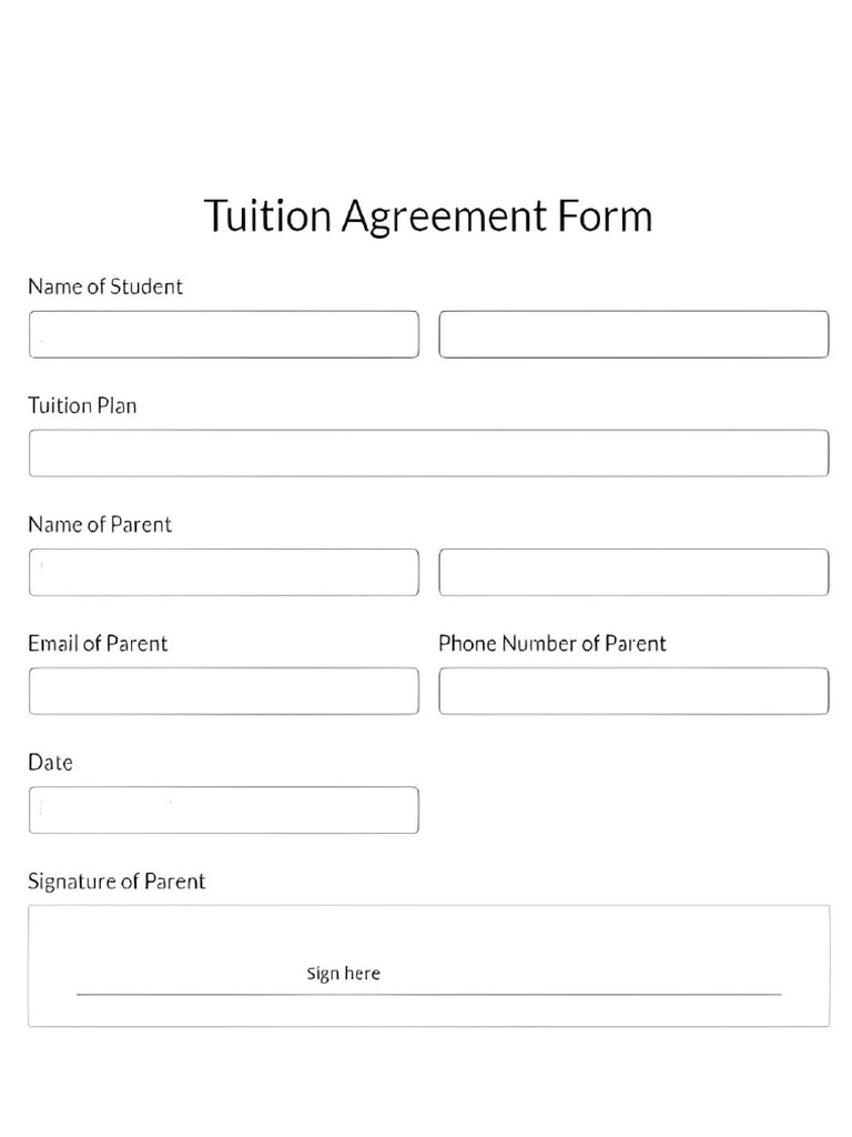 Tuition Agreement Form Simple | PDF