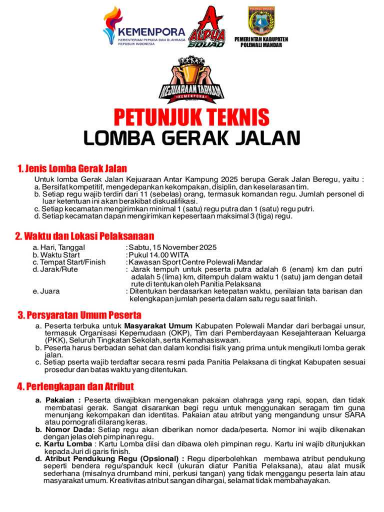 Petunjuk Teknis Lomba Gerak Jalan | PDF