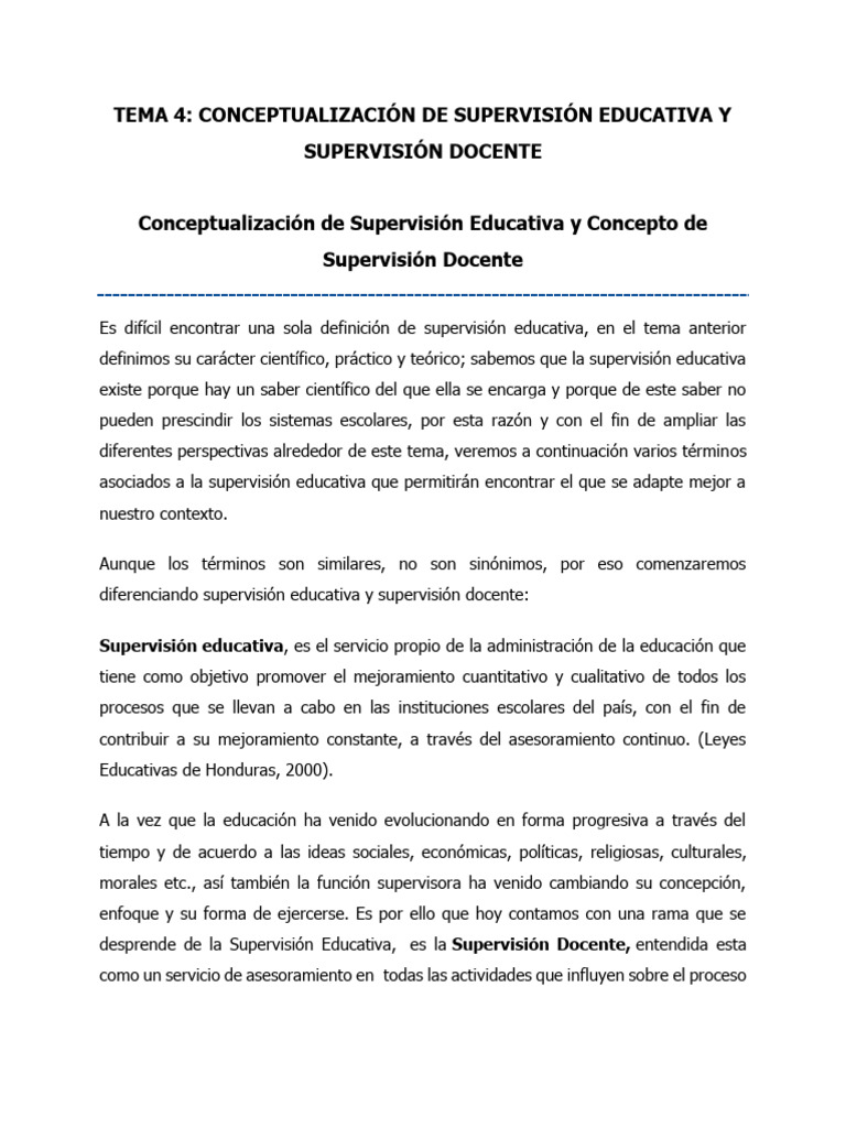 Tema 4 - Conceptualización de Supervisión Educativa y Supervisión ...