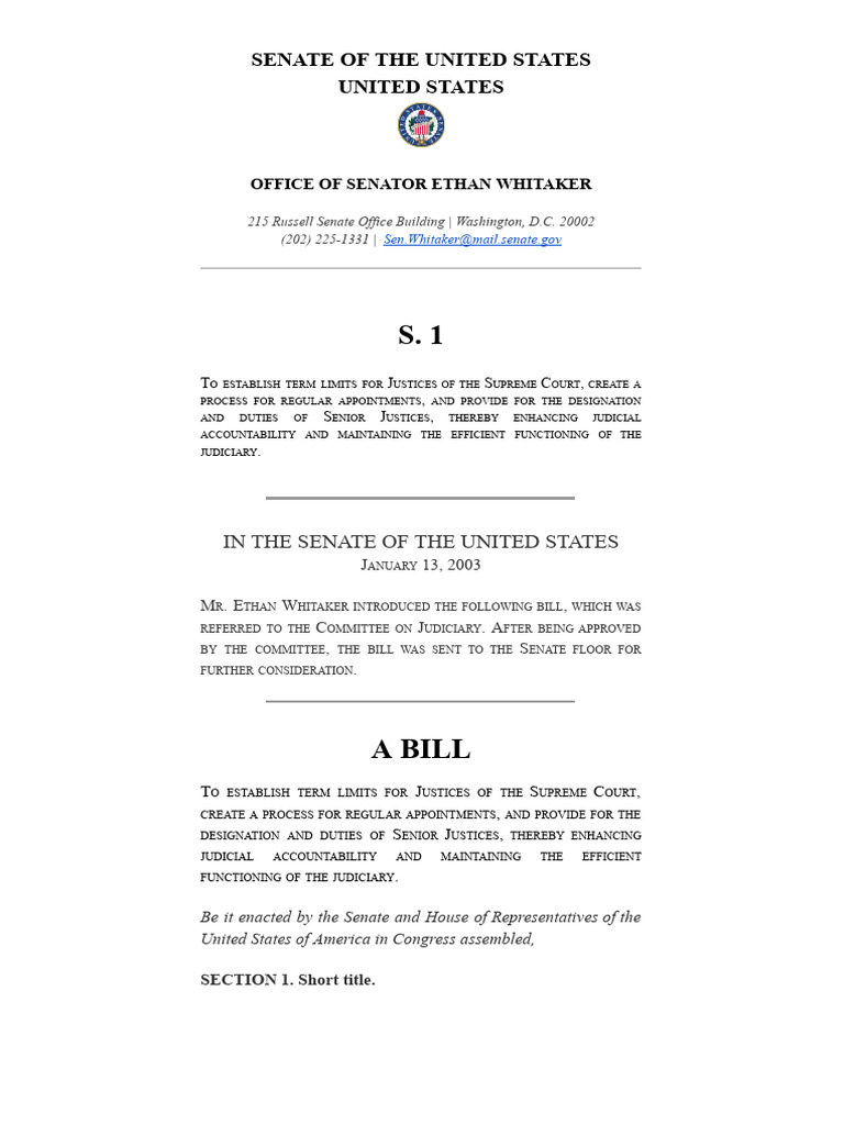 S. 1 - Supreme Court Term Limits and Regular Appointments Act of 2003 ...