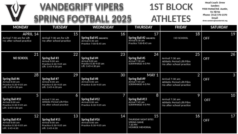 2025 Spring Ball Calendar | PDF
