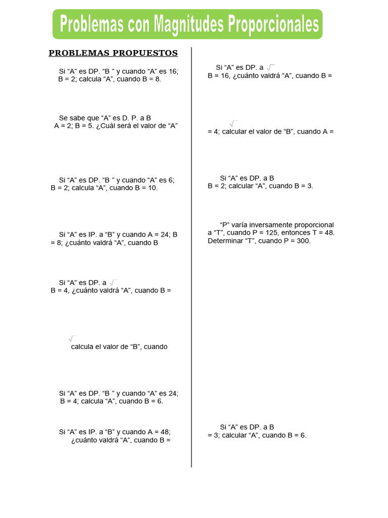 Tarea 3ero Aritmetica Magnitudes-Proporcionales | PDF