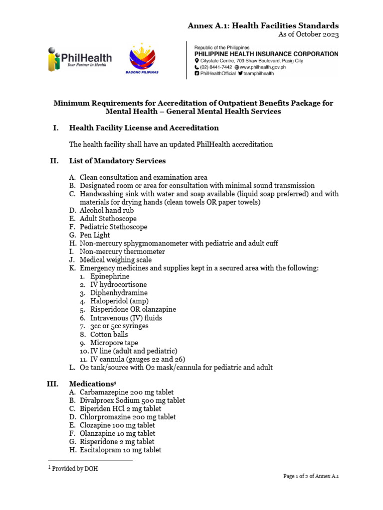 Annex A.1 Minimum Requirements For Accreditation General Mental Health ...