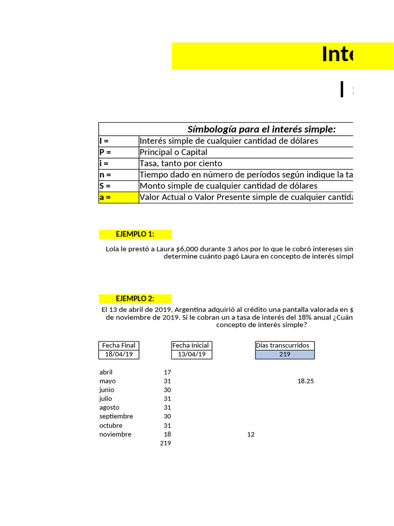Fórmulas y Ejemplos de Interés Simple y Compuesto | PDF | Interés ...
