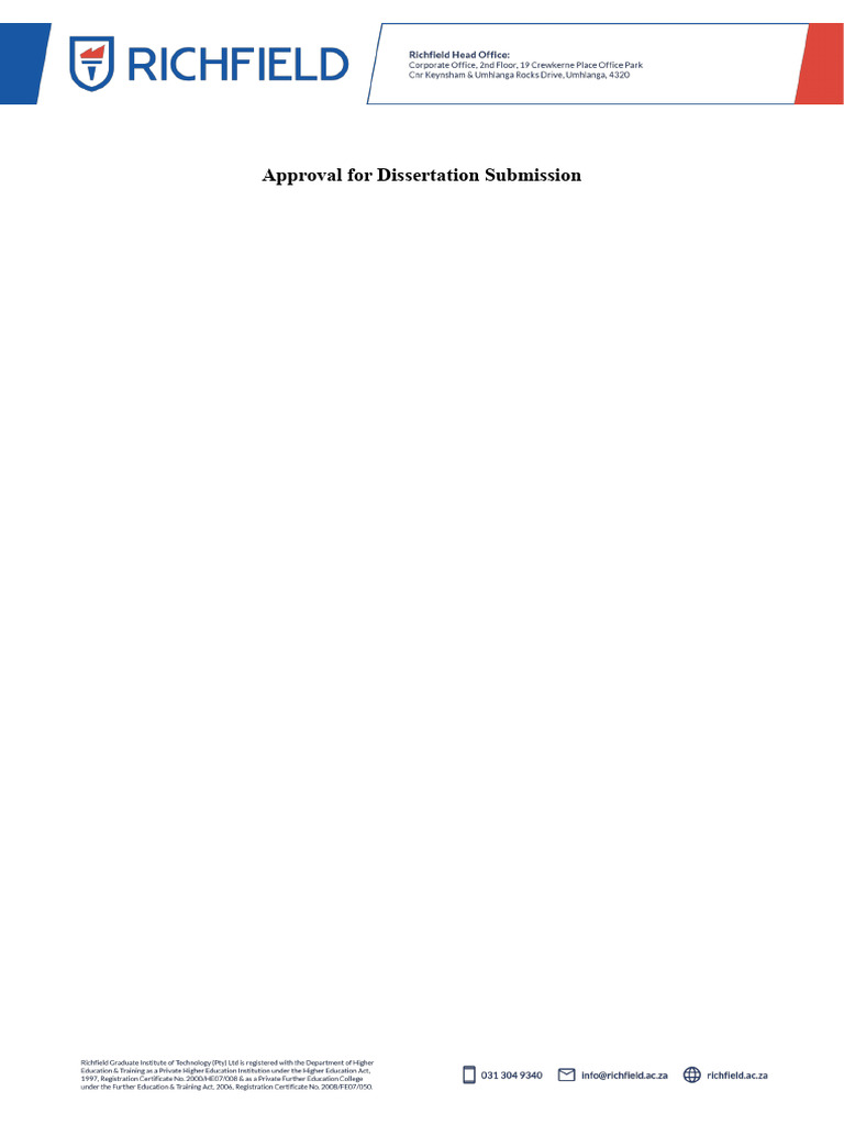 Approval For Dissertation Submission | PDF