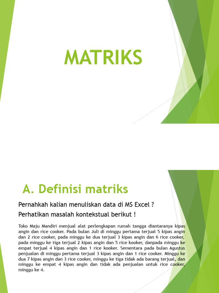 Definisi dan Operasi Matriks Dasar | PDF