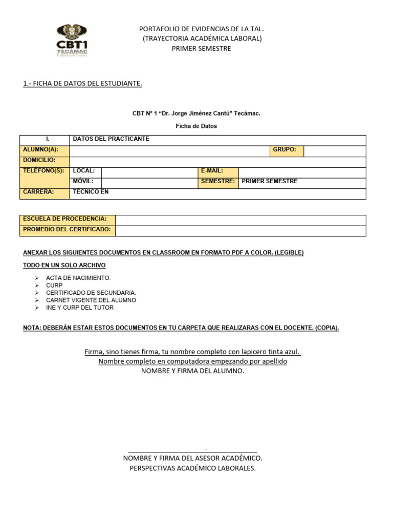 Ficha de Datos Del Estudiante | PDF